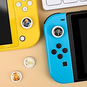 Dlseego Thumb Grip Caps Suitable for Switch/Switch Lite/Switch OLED Console, ABS Material Joycon Analog Controller Protective Covers 4PCS Button Joystick Hard Caps-Praying Princess and Knight White