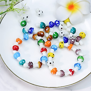 jiebor 50Pcs Mushroom Beads Charms Glass Lampwork Beads Mushroom Ornament for Jewelry Craft Necklace Bracelet Earring Making 12x16mm