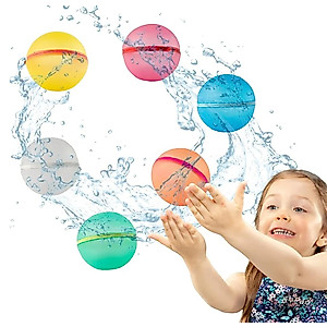 Reusable Water Balloons Magnetic- 6 Pack Silicone Water Balloons for Kids and Adults- Refillable Self Sealing Water Bomb Balloons- Vibrant Colors Perfect for Summer Parties- Water Bombs Splash Balls