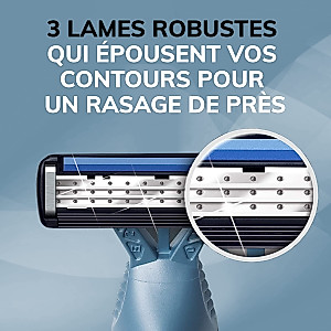 BIC Flex 3 Men’s Disposable Razors With 3 Blades, For a Smooth and Comfortable Shave, 4 Piece Razor Kit for Men