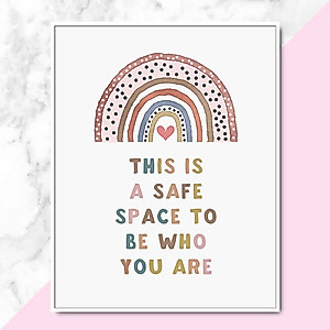 This Is A Safe Space To Be Who You Are, Boho Classroom Decor, Classroom Poster, Teacher Gifts, Classroom Decor, Classroom Signs For Walls, School Counselor Wall Decor, Unframed (8X10 INCH)