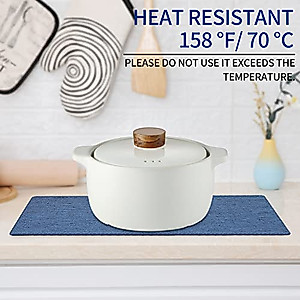 Homaxy Cotton Linen Placemats for Dining Table Set of 6, Heat Resistant Washable Table Mats, Easy to Clean Place Mats, 13" x 19", Blue