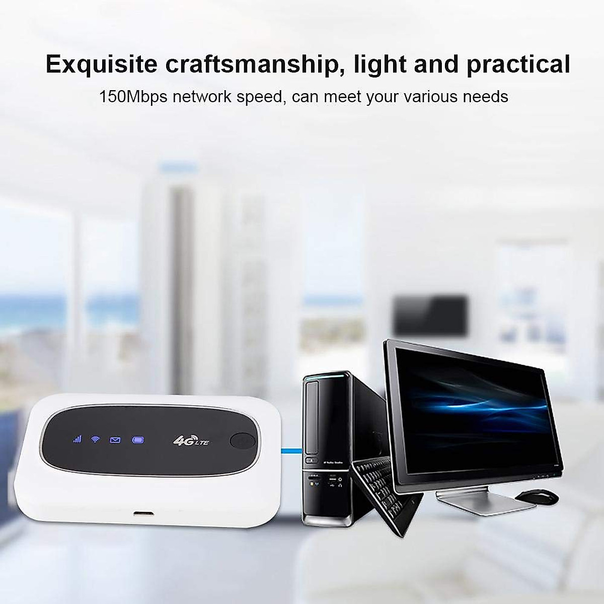 4G LTE Mobile WiFi Modem Mini Wireless Mobile Router Portable Pocket WiFi Router Hotspot for Indoor/Outdoor, Travel Partner Modem WiFi Gaming Router(White)