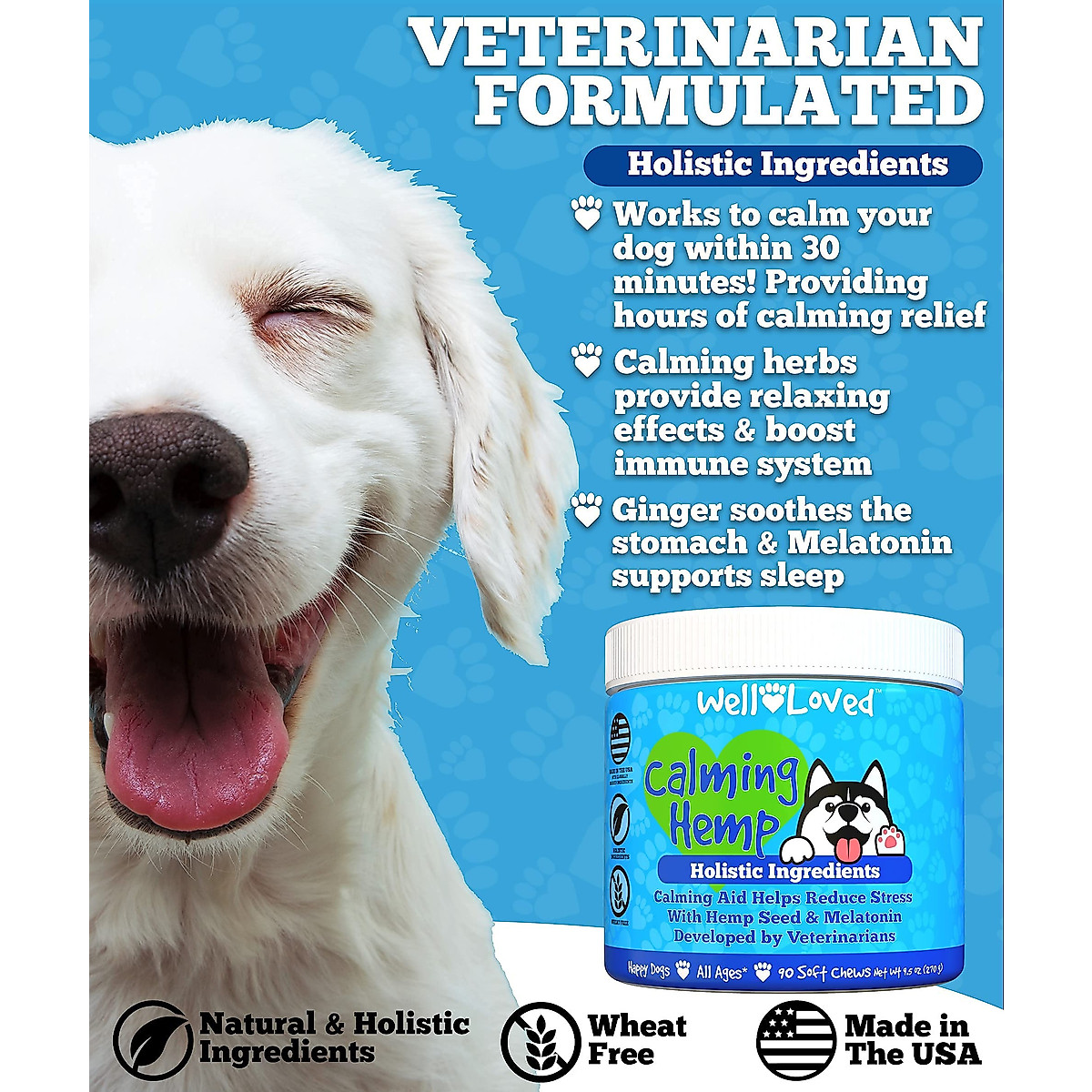 Well Loved Calming Chews for Dogs + Glucosamine for Dogs Hip and Joint Supplement, Vet Developed, Made in The USA, Natural Ingredients