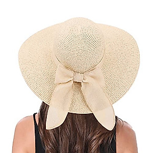 Sun Hats for Women - Women's Lightweight Foldable Beach Sun Hat with Wide Brim-UPF 50 UV Protection Floppy Sun hat Beige