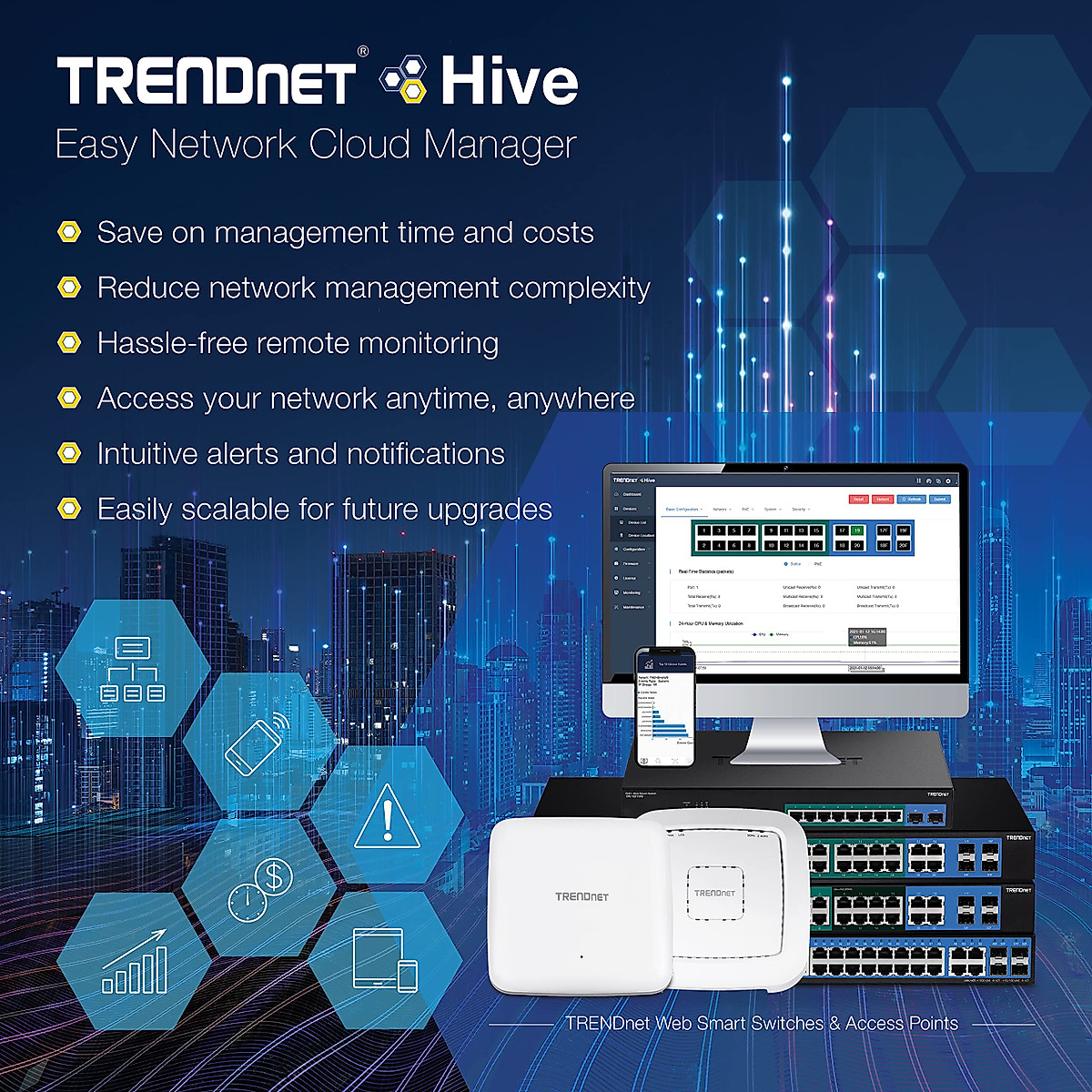 TRENDnet 10-Port Gigabit Web Smart PoE+ Switch, 8 x Gigabit PoE+ Ports, 2 x SFP Slots, Vlan, QoS, IPv6 Support, 20Gbps Switching Capacity, 75W PoE Power Budget, Lifetime Protection, Black, TPE-082WS