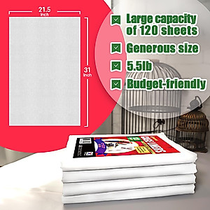 HASHI Bird Cage Liner - 120 Disposable Sheets, 31" x 21.5", 5.5 lb - Made from Acid-Free Newsprint. Non-Toxic for Birds, Ideal for Packing, Pet Cages, Crafts, Shipping, and Moving. Easy to Clean