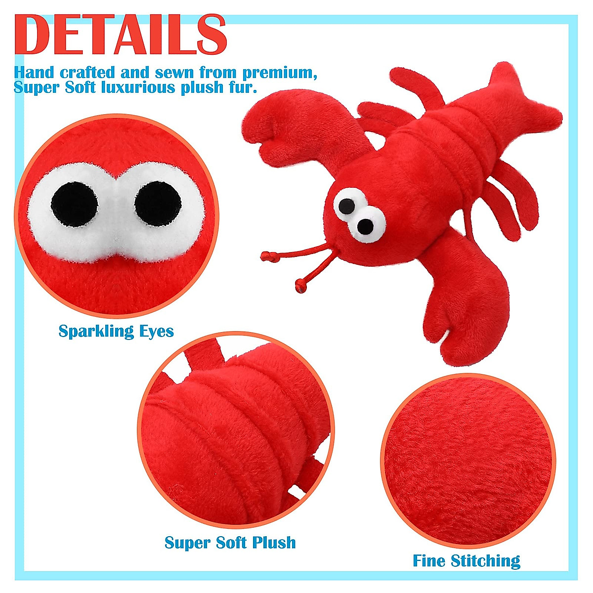 9 Pack Lobster Stuffed Animal Lobster Plush Cute Lobster Doll Toy Soft Small Stuffed Lobster Hanging Ornaments for Keys Purse Backpack School Bags, DIY Birthday Party Favors, 6.7 x 5.5 Inch
