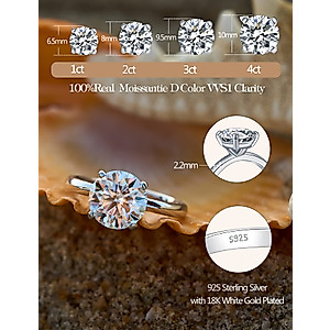 IMOLOVE 3ct Moissanite Engagement Ring Wedding Solitaire Ring for Women Lab Created Diamond Promise Ring for her-7-3CT