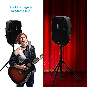 Pyle Universal Stand Kit-Height Adjustable 3.6’ -5.6’ Tall Sound Equipment Tripod Mount for Speakers w/ 35mm Insert-Home, Stage, Studio Use-(2), Black, 21’ ft 1/4" Audio Cable (PMDK102)