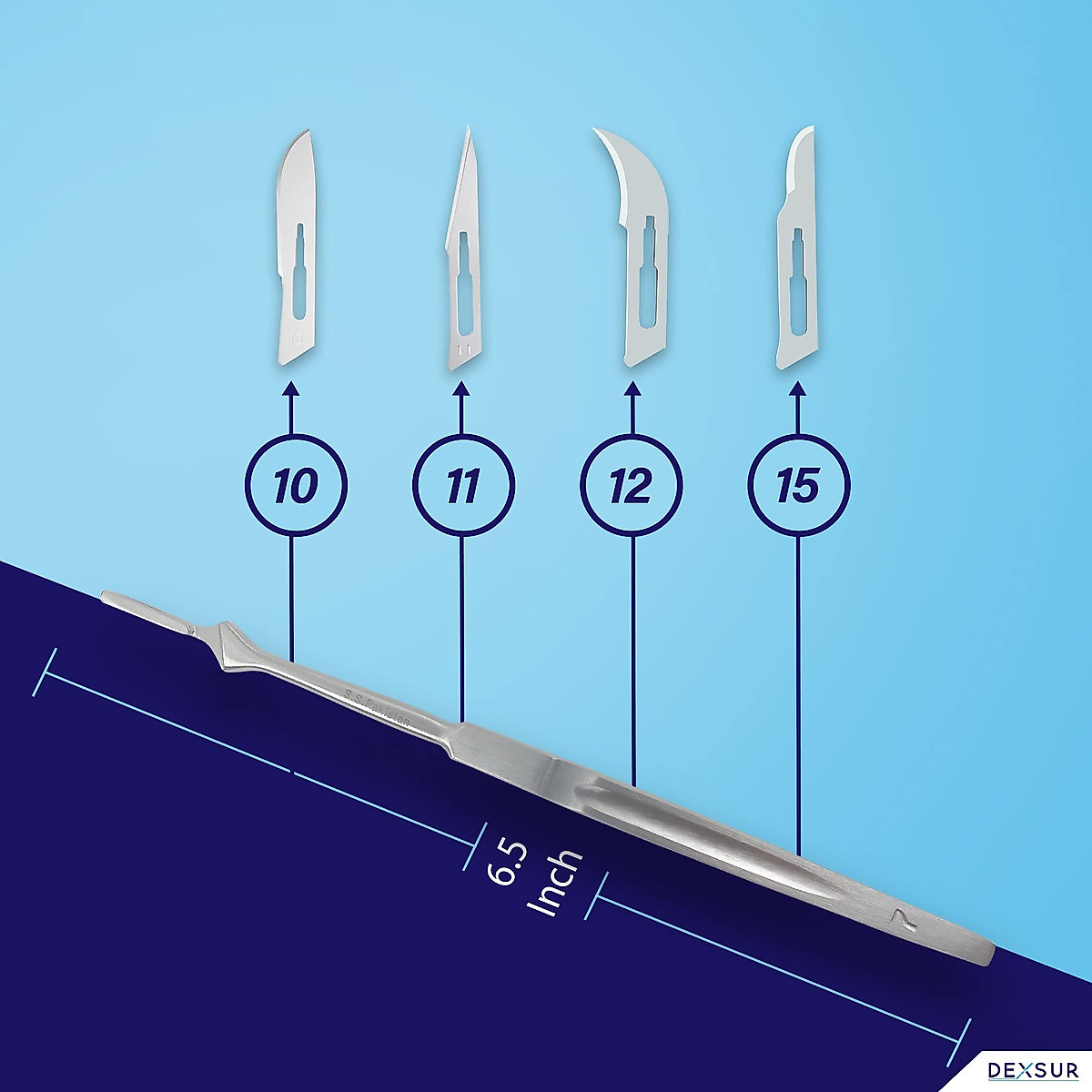 DEXSUR Scalpel Handle # 7, Premium Quality, Rust Proof Stainless Steel Scalpel Knife Handle, Lightweight and Durable, Fits Surgical Blades No. 10, 11, 12, 13, 14 and 15