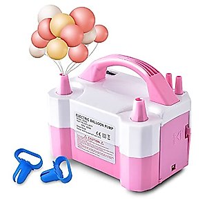 YIKEDA Electric Air Balloon Pump, Portable Dual Nozzle Electric Balloon Inflator/Blower for Party Decoration,Used to Quickly Fill Balloons - 110V 600W [Pink]