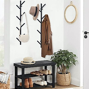 FANTAKI Coat Rack Wall Mount Set of 2, Black Metal Vertical Hat Rack for Wall, Floating Coat Racks for Jackets/Bags/Scarves, Coat Hanger Wall Mount for Entryway/Office/Hallway/Bathroom