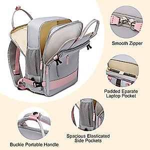 InduSKY Large Travel Backpack for Women, 40L Carry On Backpack Airline Flight Approved with USB Charging Port Shoes Compartment, Personal Luggage Backpack Casual Daypack 15.6 Inch Laptop Backpack