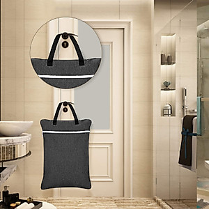 Damero Hanging Wet Dry Bag, Reusable Laundry Wet Bag with Two Compartments for Cloth Diaper and Swimsuit, Large- Black