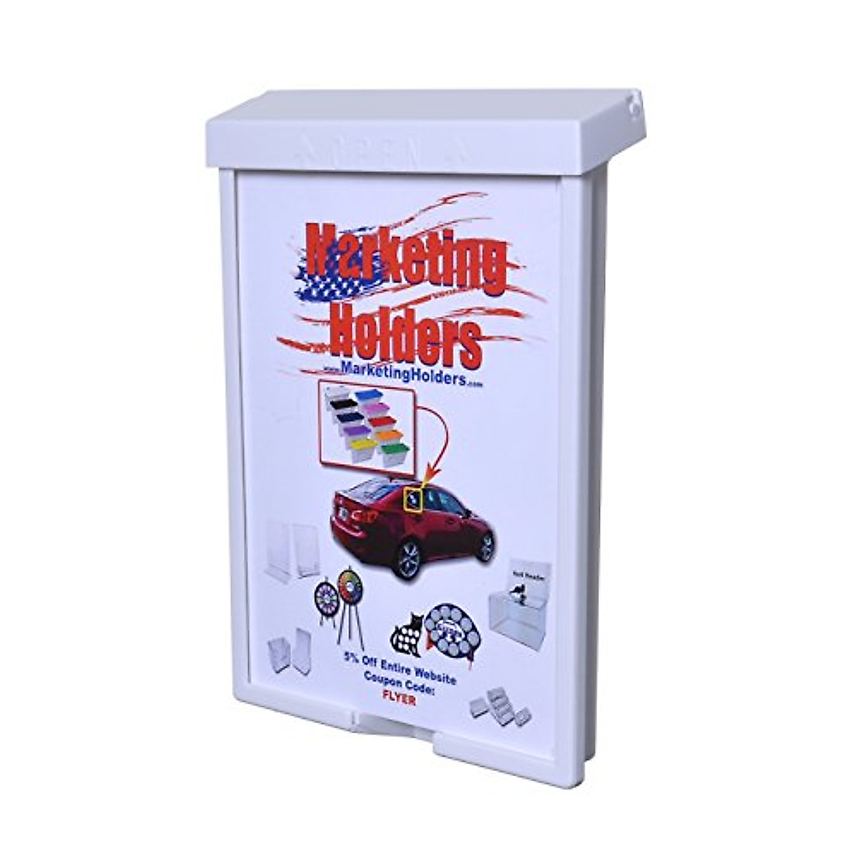 Set of 6, Outdoor Literature Dispenser for 8.25 x 11 Pamphlets with Clear Front Panel, Hinged Top Lid, Semi-Waterproof Brochure Holder for Wall Mount - Plastic, White