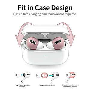 Loirtlluy Airpods Pro Silicone Case with 2 Pairs Ear Tips Covers， Soft Premium Skin Case Cover Shock-Proof Protective Case with Keychain for Airpods Pro, Front LED Visible, Pink