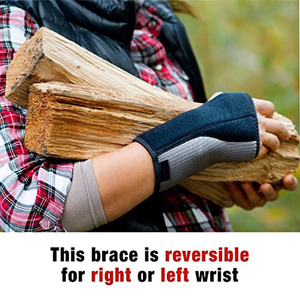 ACE Reversible Splint Wrist Brace, Provides moderate-stabilizing support to sore, weak and injured wrists, Adjustable, Gray, 1/Pack
