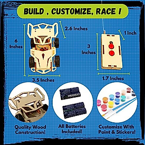 Make It At Home - DIY Build Your Own RC Car Kit - Buildable Model - Wooden Cars to Build & Paint - STEAM & STEM Kits Project - Crafts for Boys Ages 8-12 - Wood Simple Machine for Kids