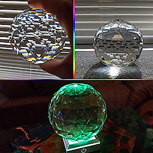 Clear Glass Crystal Ball Prism Suncatcher Rainbow Maker, Sphere Faceted Gazing Ball for Window, Feng Shui, Home Office Garden Decoration(100mm/3.94inch)