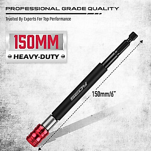 Magnetic Screwdriver Bit Holder Set: 1-Piece 1/4 Inch Hex Shank Quick Release Extension Adapter | Super Straight Durable CR-V Steel | Universal Fit for Impact Driver Bits | 6" Long