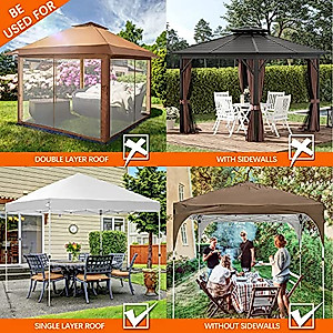 Mosquito Netting Outdoor Screen House Tent Screen Wall with Zipper for Camping, Patio, 10x 10 Gazebo and Tent (Mosquito Net Only Black)