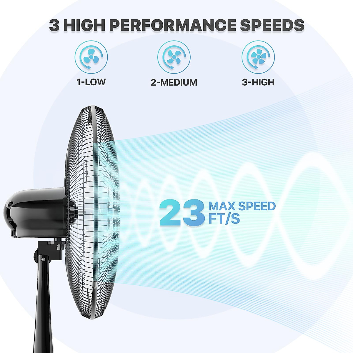 mollie Oscillating Pedestal Fan with Remote Control 12H Timer Portable Adjustable Height 6 Blades Quiet Air Circulator Standing Floor Fan for Bedroom Home Black