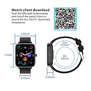 Choiknbo Smart Watch,IP68 Waterproof Fitness Tracker Smart Watch for Men/Women with Replace Strap,1.7“ Full Touch Screen Call Receive/Dial Sleep/Heart Rate Monitor for Android Phones (Black+Black)