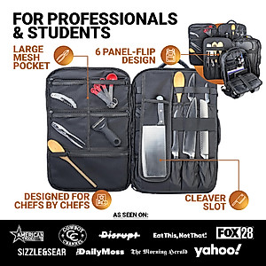 Chef Knife Bag Backpack Set with Knife Roll | Knife Case with 40+ Pockets for Knives and Culinary Tools | Great Knife Bag for Chefs & Culinary Students | Knives & Tools Not Included