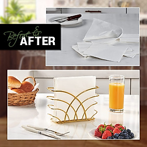 LEVIMETREE Gold Napkin Holder for Table - Stainless Steel Napkin Holders for Kitchen, Napkin Holders for Paper Napkins, Modern Serviette Holder Tissue Dispenser, Modern Napkin Holder for Table