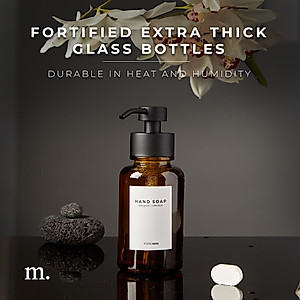 MaisoNovo Glass Foaming Hand Soap Dispenser 14 Oz | Amber Foaming Soap Dispenser Black Pump x 1 w/Labels