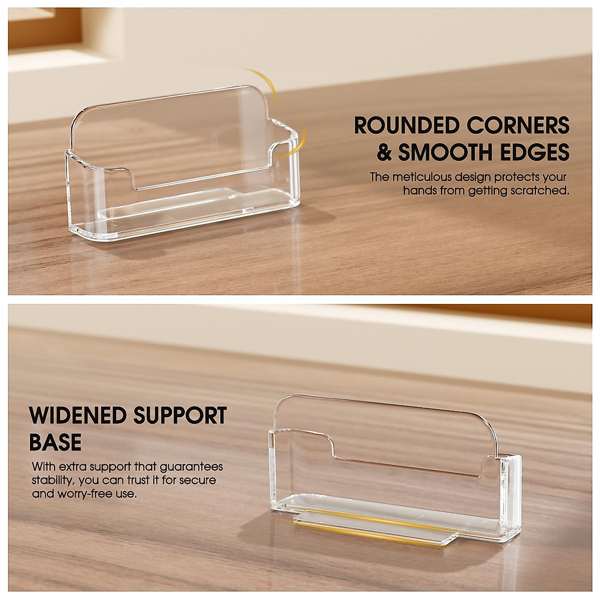 MaxGear Acrylic Business Card Holder for Desk Plastic Business Card Display Clear Business Card Stand Desktop Business Card Holders for Home & Office, 3.82 x 1.80 x 1.43 inches, 3 Pack