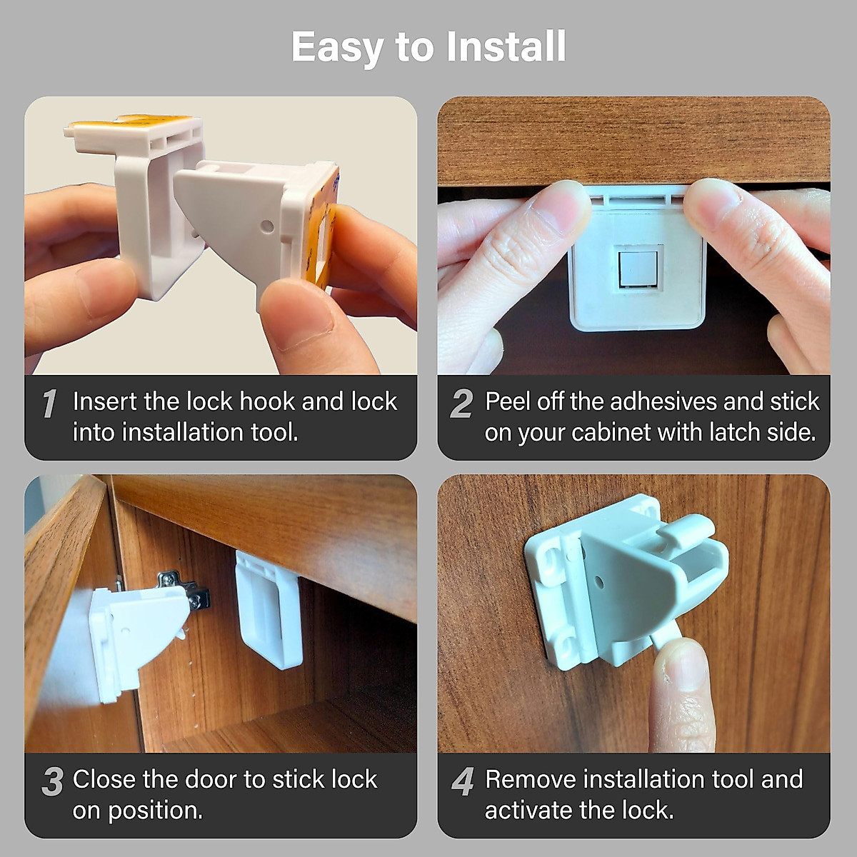 Heart of Tafiti Magnetic Cabinet Locks (6-Packs 1 Key), Baby Proofing Drawer Lock, Multi-Purpose Cupboard Drawers Latches, Safe & Easy Install, Strong Adhesive, No Screws or Tools Needed.