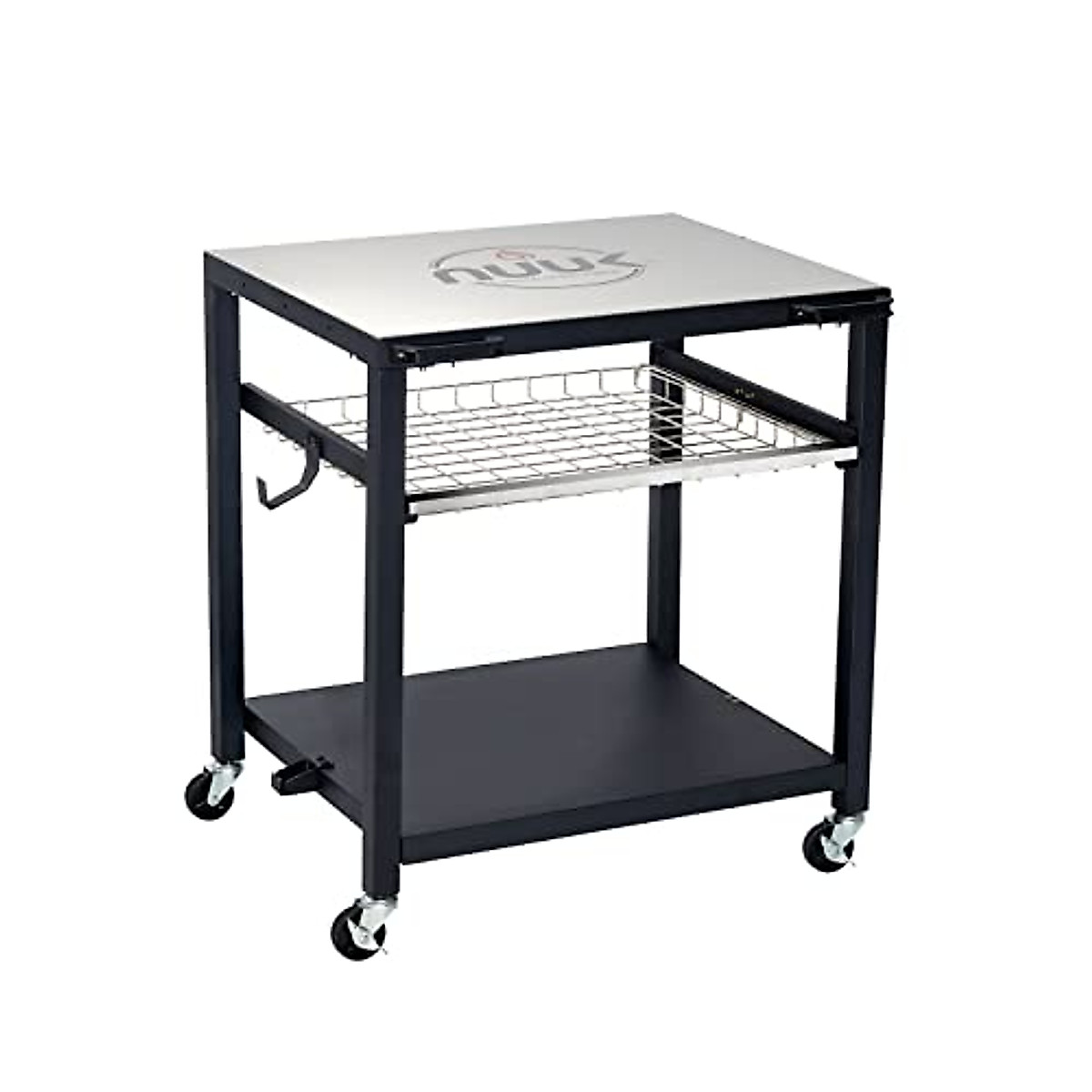 NUUK Double-Shelf Movable Outdoor Pizza Oven Table, 24" x 30" Stainless Steel Commercial Multifunctional Food Prep Worktable with Drawer on Wheels