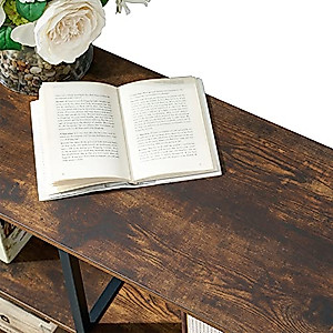 HASIODXE Narrow Console Tables for Entryway, Industrial Wood Sofa Tables with Storage Shelves, 3 Tier Hallway Table for Living Room, 39 Inch Vintage Brown