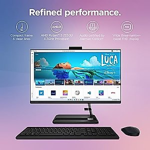 Lenovo IdeaCentre AIO 3 - (2023) - All in One Desktop Computer - 23.8" FHD - 720p HD Built in Camera - Windows 11-16GB Memory - 256GB Storage - AMD Ryzen 3 7330U - Mouse & Keyboard Included