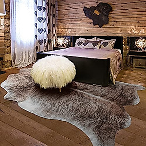 LYENDOS Faux Cowhide RugLarge Size 5.2 x 6.2 Feet, Cowhide Rug for Home Decor,Retro Modern Style, Thickened, Non-Slip