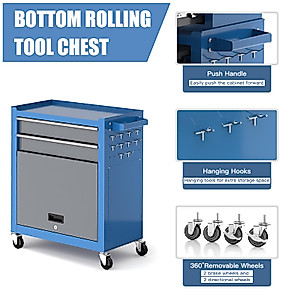 AIRAJ PRO 8-Drawer Rolling Tool Chest with Wheels,Removable Tool Box Organizer,Detachable Top Box & Locking System,High Capacity Tool Storage Cabinet for Workshop Mechanics Garage (Blue)