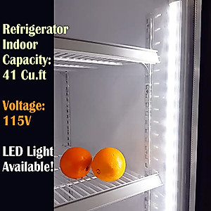 Commercial Refrigerator Glass 2-Door Merchandiser Display Cooler Case Fridge NSF, 48 inches, capacity 36 cuft, Restaurant Kitchen LCG-1000