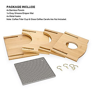 ELLDOO Bamboo Coffee Dripper Stand, Pour Over Coffee Stand, Coffee Extraction Drip Station,Coffee Shared Pot Filter Cup Holder with Grey Silicone Dripper Mat