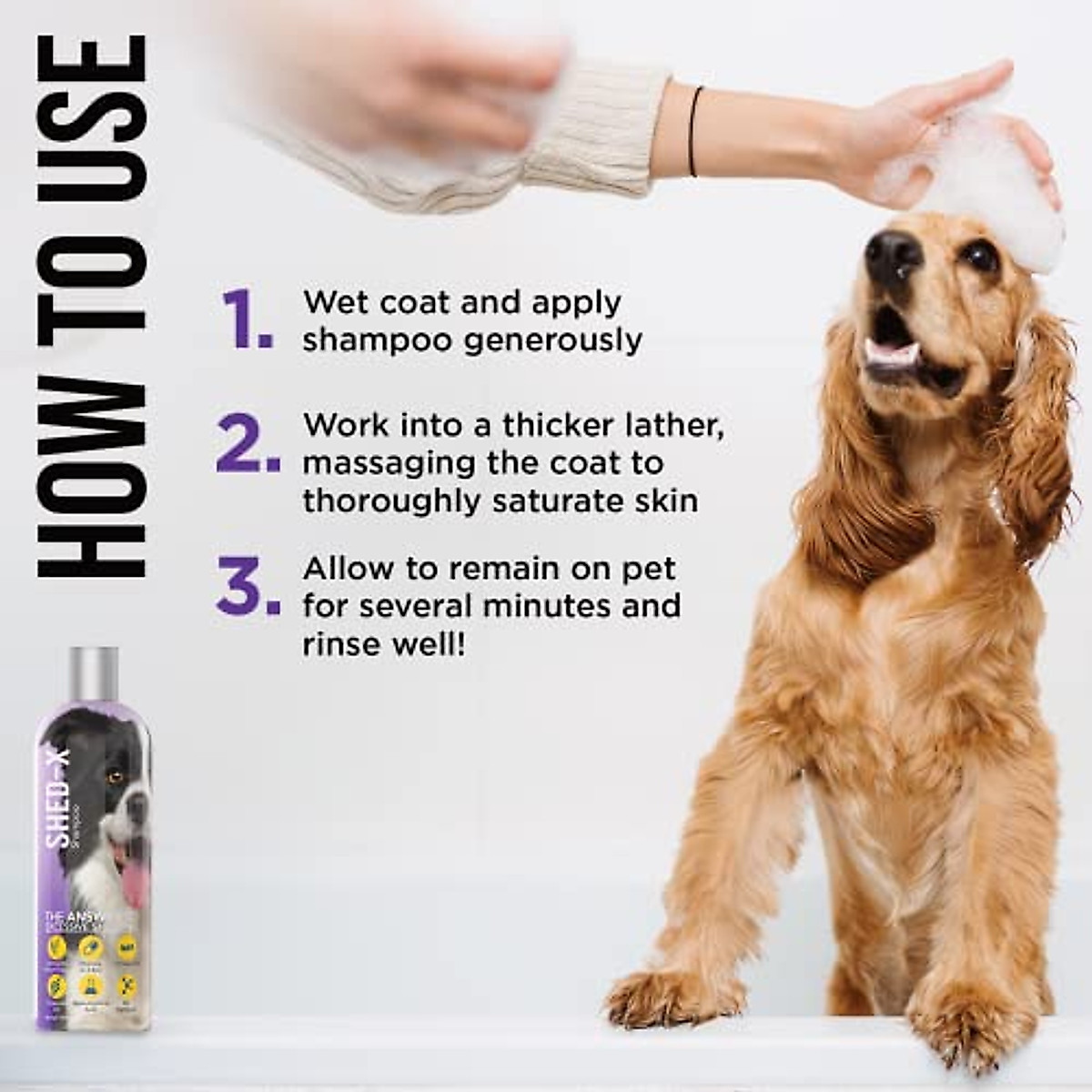 Shed-X Shed Control Shampoo for Dogs, 16 oz – Reduce Shedding – Shampoo Infuses Skin and Coat with Vitamins and Antioxidants to Clean, Release Excess Hair, and Exfoliate