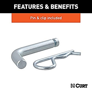 CURT 45148 Trailer Hitch Mount, 2-Inch Ball, Pin, Fits 1-1/4-In Receiver, 3,500 lbs, 3-1/4" Drop, GLOSS BLACK POWDER COAT