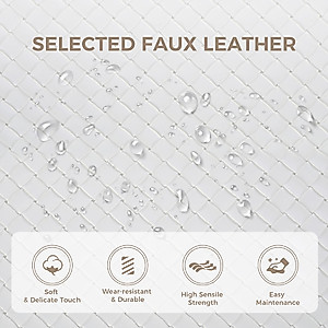 MAISON ARTS Off White & Gold Counter Height 24" Bar Stools Set of 2 for Kitchen Counter Modern Barstools Upholstered Faux Leather Square Stools Backless Farmhouse Island Chairs, 24 Inch Height