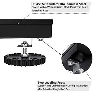 USHOWER 24-Inch Linear Shower Drain with Reversible 2-in-1 Tile Insert Cover, SUS304 Stainless Steel, Includes Hair Strainer, Matte Black