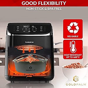 Gold Palm 2 Pack Air Fryer Silicone Liners - 8.6 Inch 5 QT or Larger Air Fryer Accessories Reusable Air Fryer Insert Baking Accessories