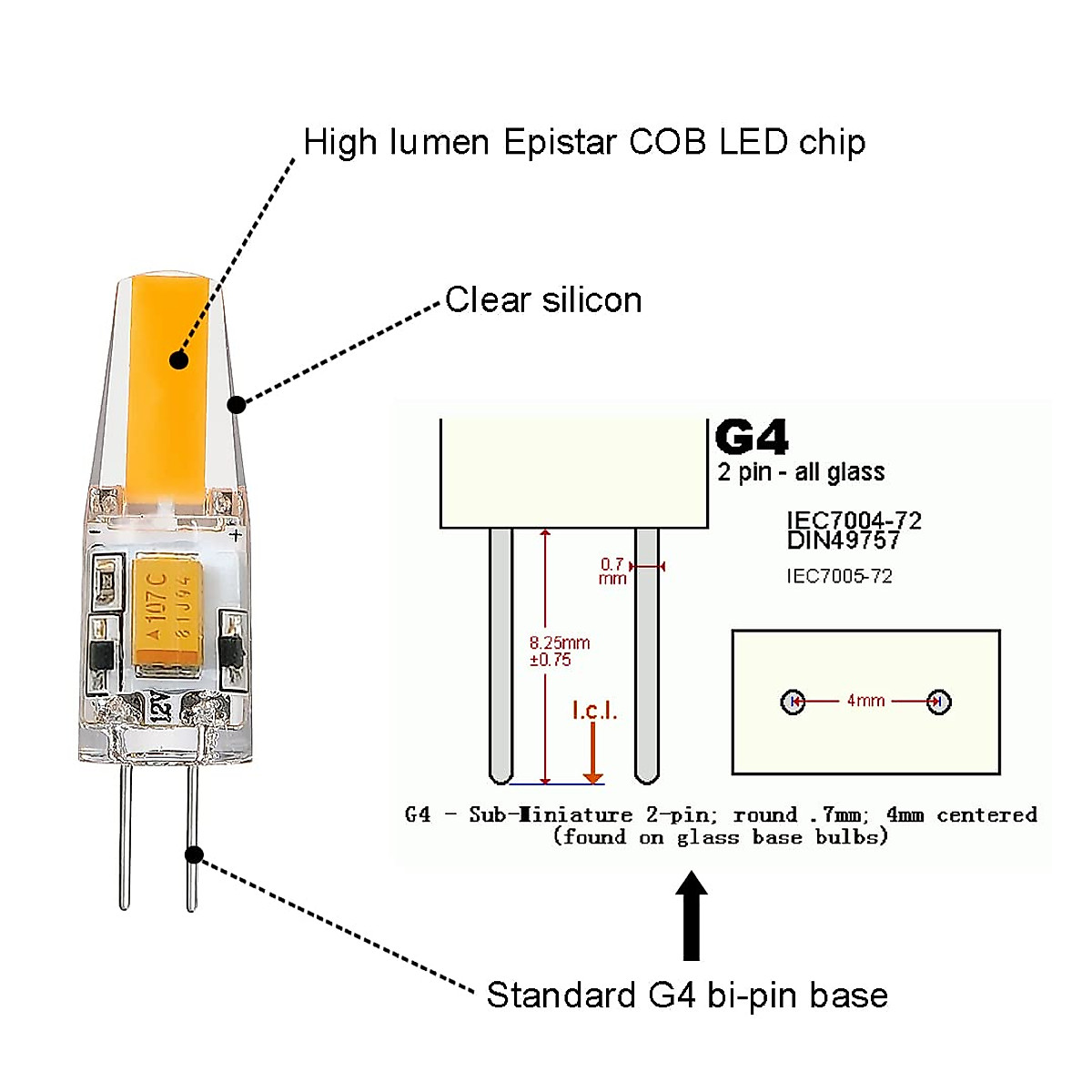 DA DANG JIA 4pcs G4 Light Bulbs 1.5W AC/DC 12V 10W-30W T3 Halogen Bulb Replacement Landscape Bulbs Warm White 2700K, Dimmable, JC G4 Bi Pin Bulb