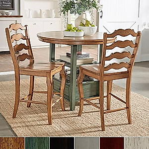 Inspire Q Eleanor French Ladder Back Wood Counter Chair (Set of 2) by Classic Black Antique, Wood Finish