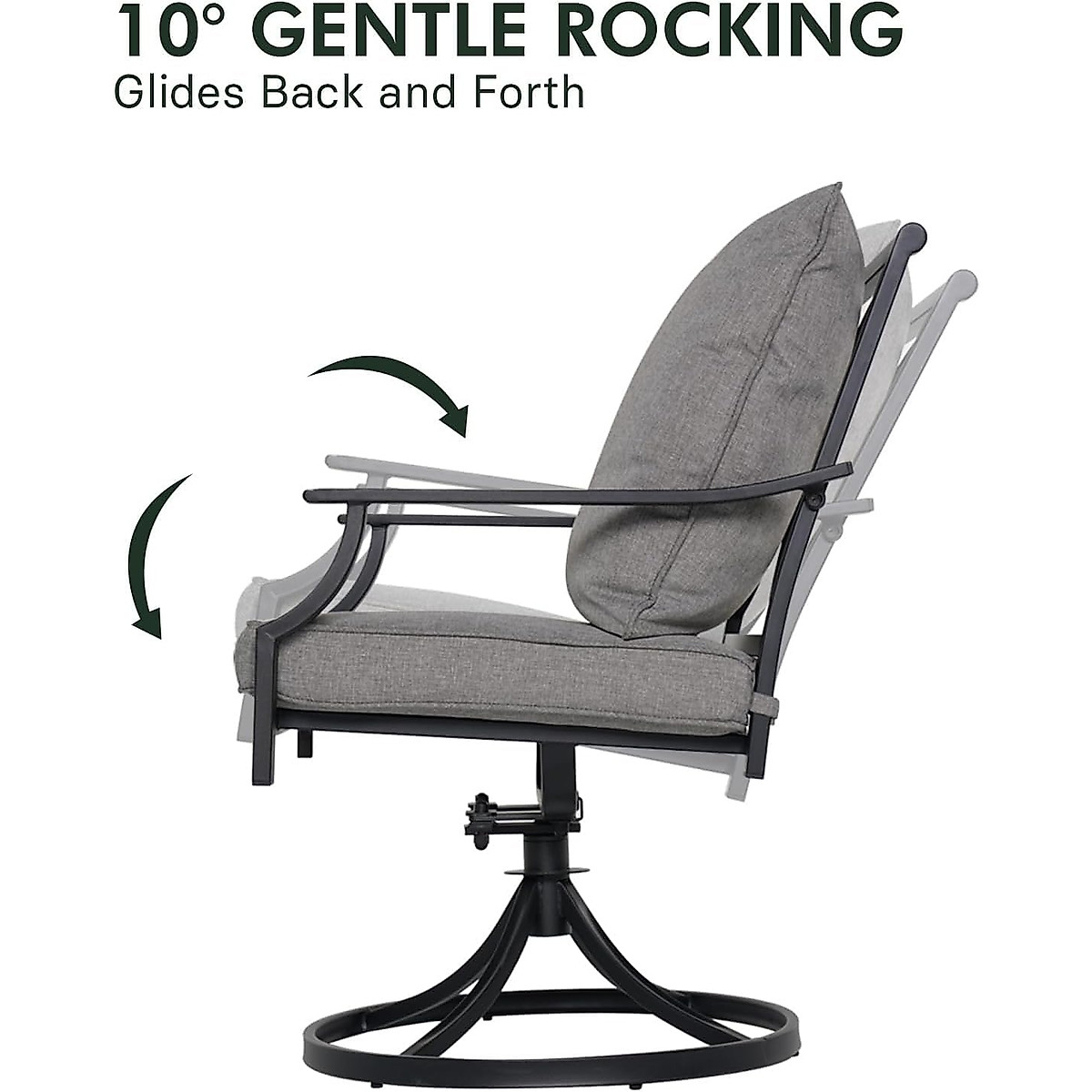 Grand patio Patio Dining Set for 2, E-Coated Outdoor Dining Set, 2 Swivel Dining Chairs Outdoor Furniture Set with Olefin Cushions, Grey