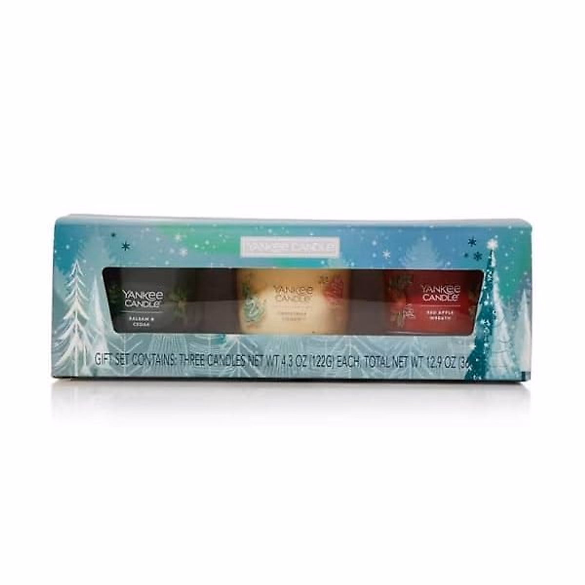 Yankee Candle 3 Small Tumblers Holiday Gift Box - Balsam & Cedar, Christmas Cookie, and Red Apple Wreath