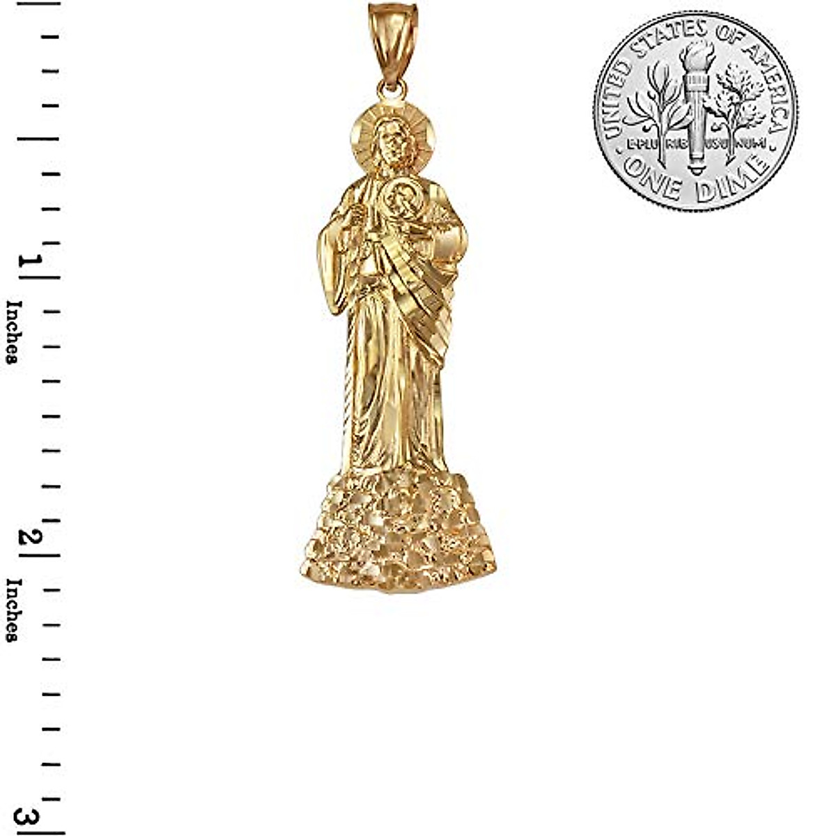 LA BLINGZ 10K Yellow Gold St. Jude DC Pendant (S/M/L) (Medium)